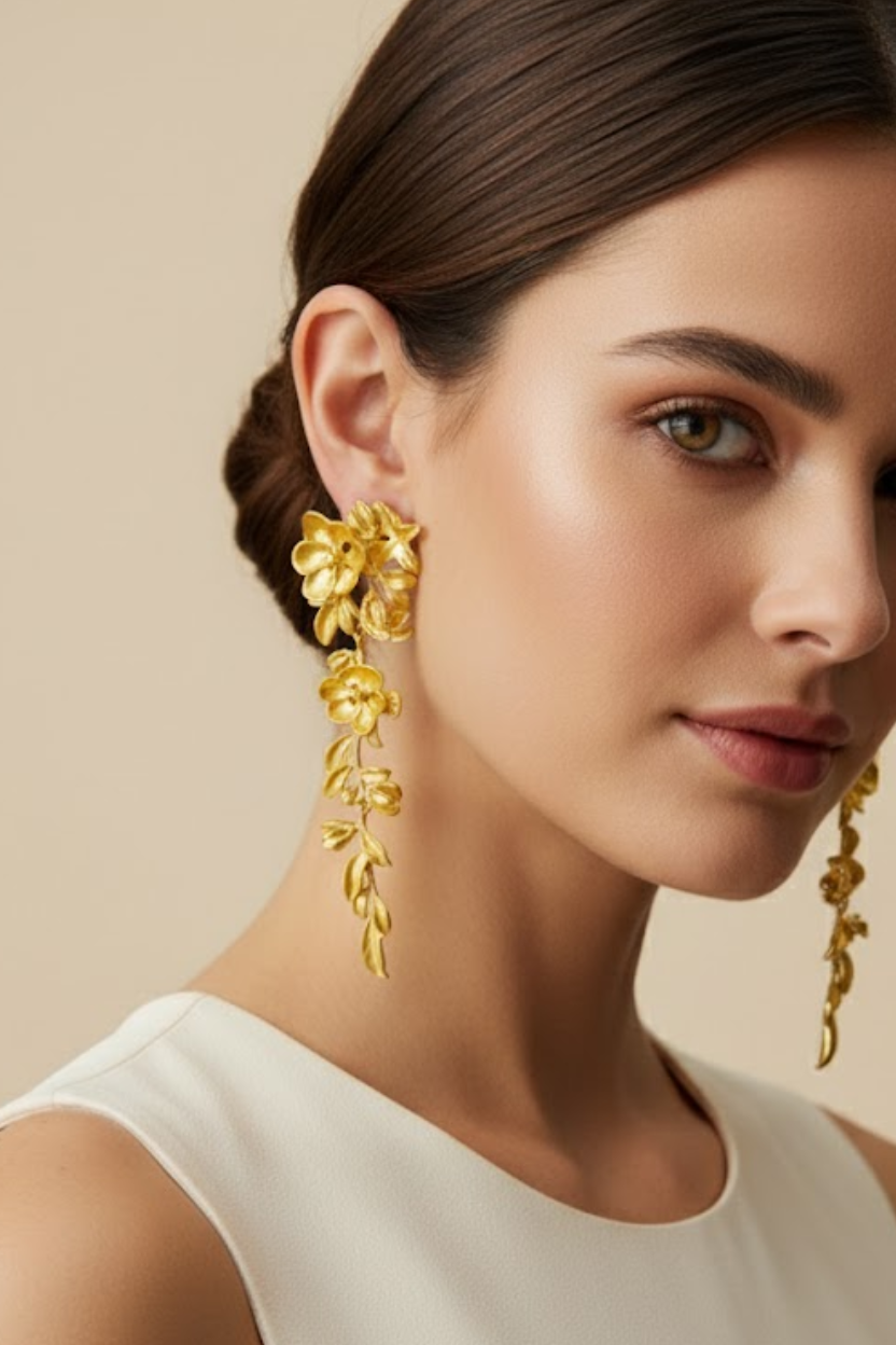 Luna | Women's Flowery Fringe Earrings – Hazel The Label